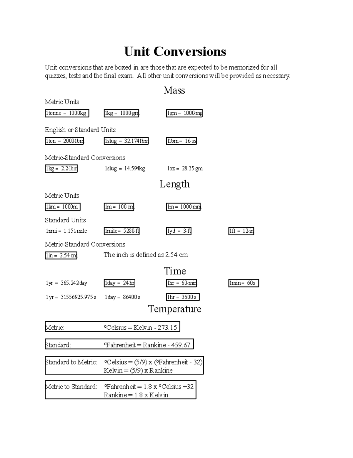 Thermodynamics Unit Conversions