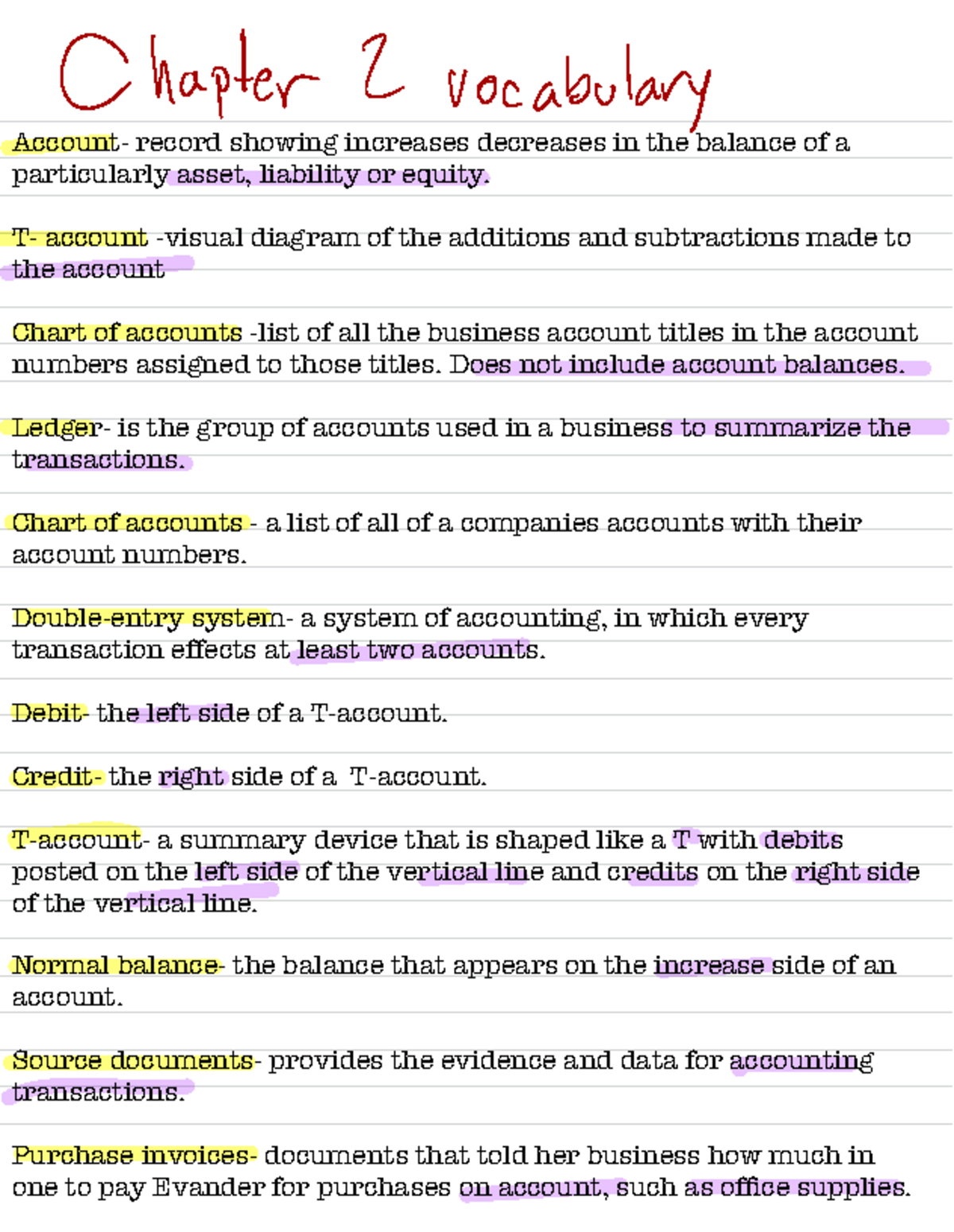 Accounting 1 Chapter 2 - Account- record showing increases decreases in ...