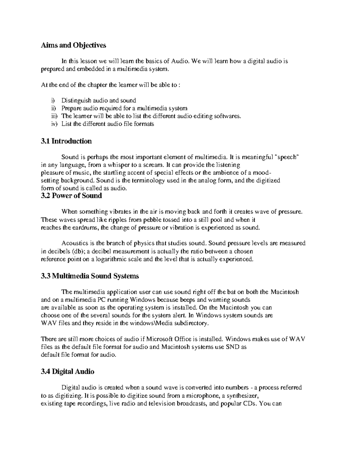WEEK SIX Multimedia - Aims and Objectives In this lesson we will learn ...