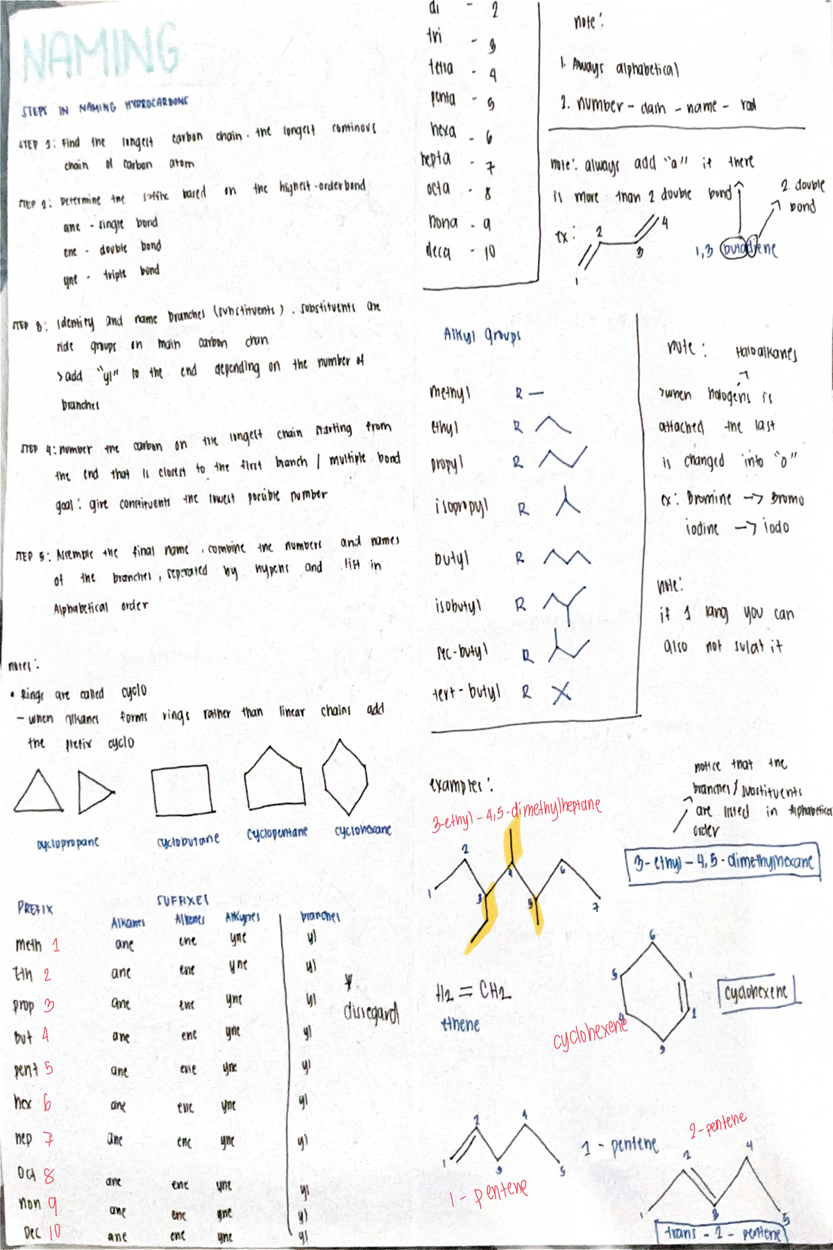 Chem (IUPAC) - Naming Hydrocarbons: Steps & Examples - Studocu