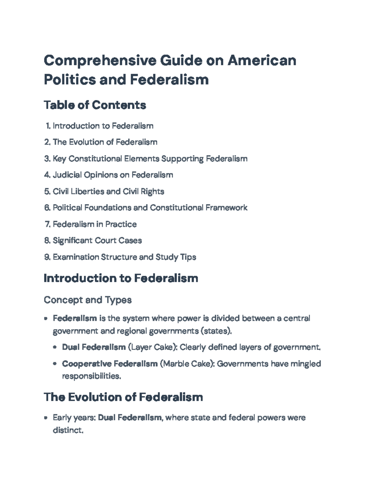 Federalism in the U.S.: Evolution, Judicial Opinions, and Key Concepts ...