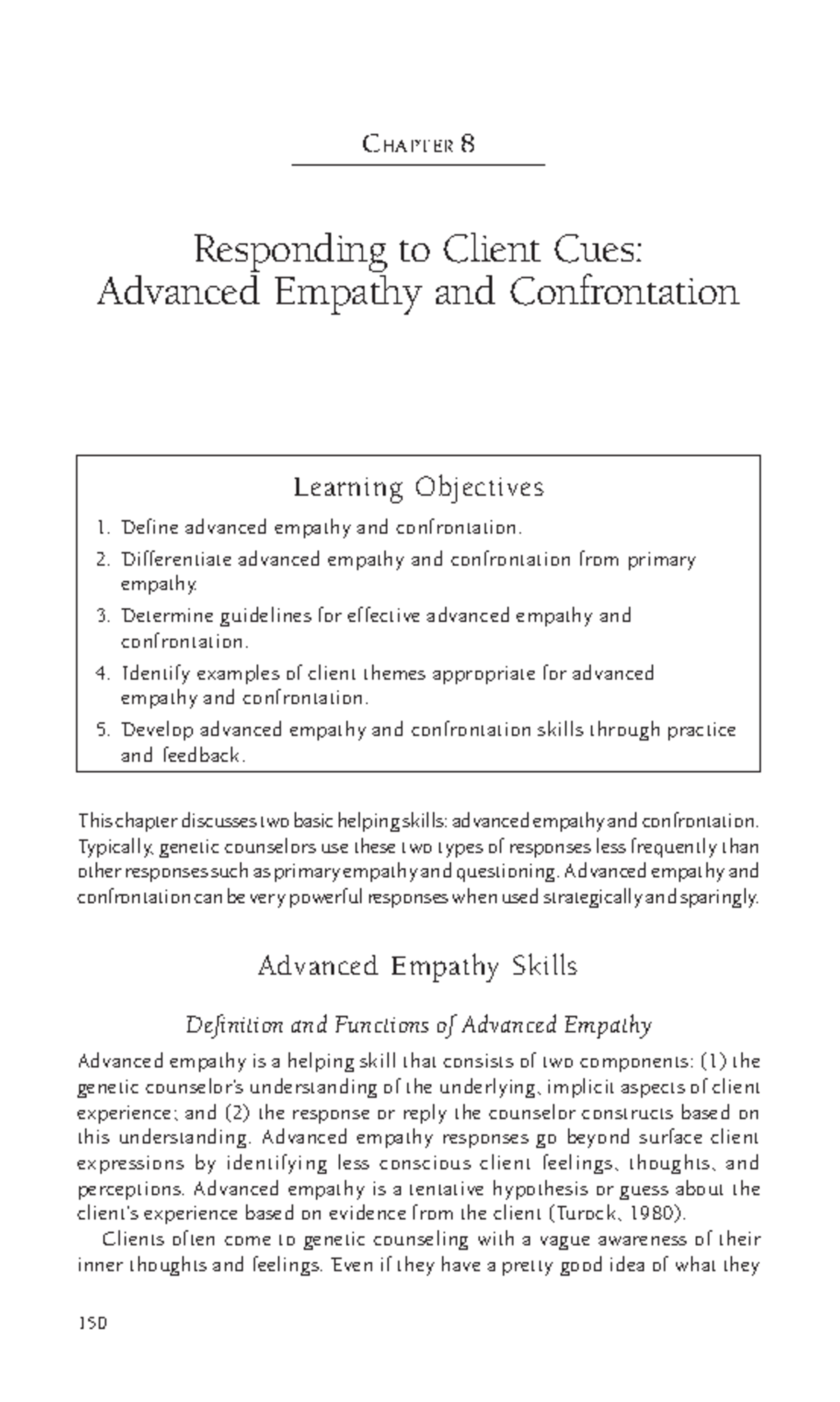 Responding to client cues advanced empathy and confrontation - CHAPTER ...