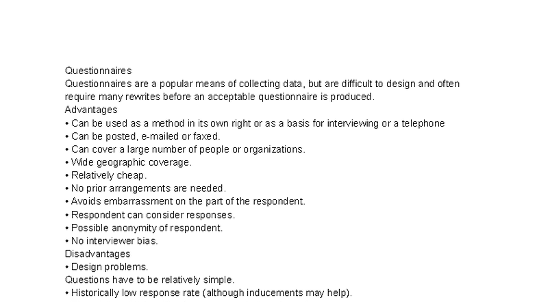 Research Methods: Designing Effective Questionnaires - Studocu