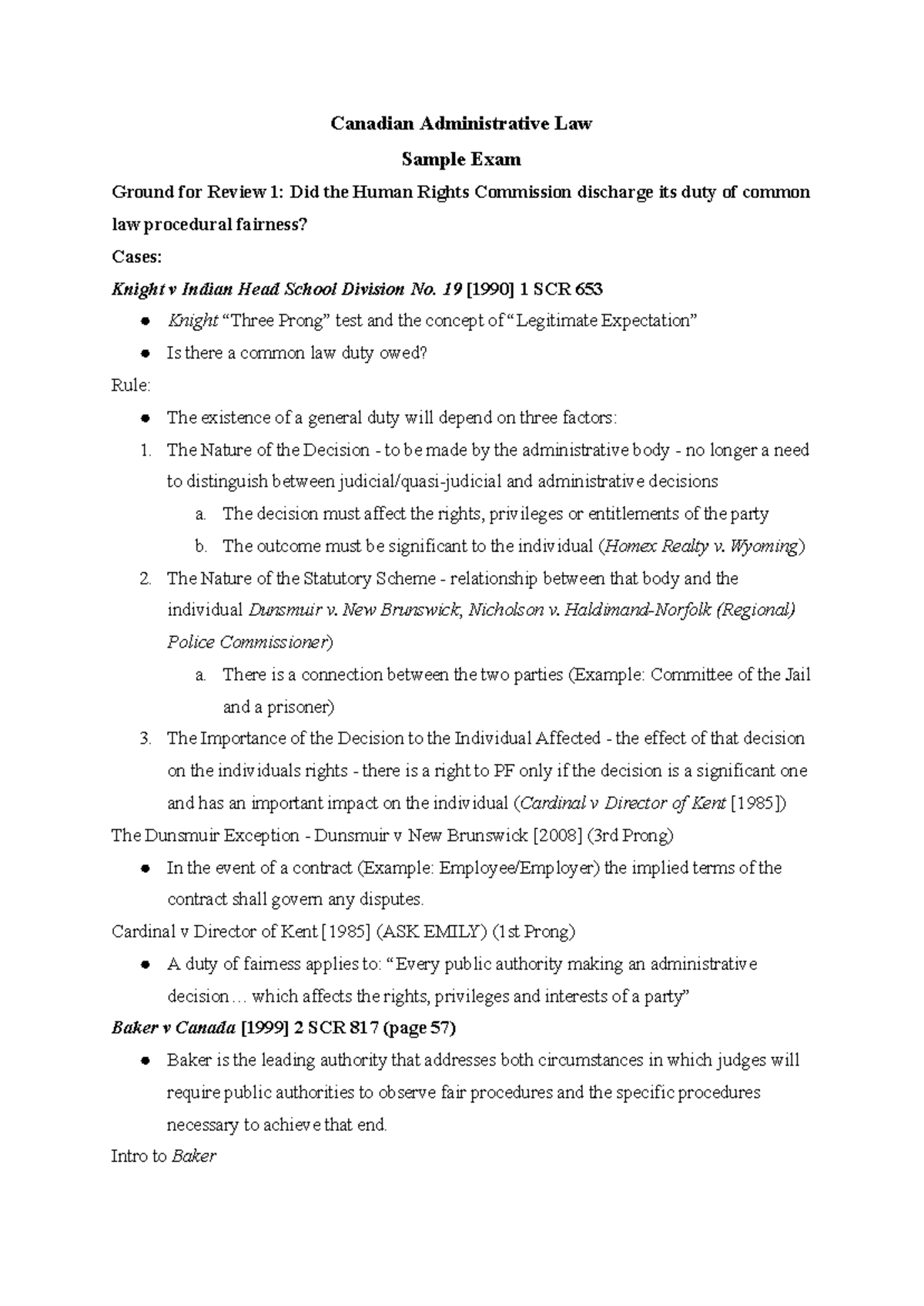 Canadian Administrative Law NCA Sample Exam: Grounds for Review - Studocu
