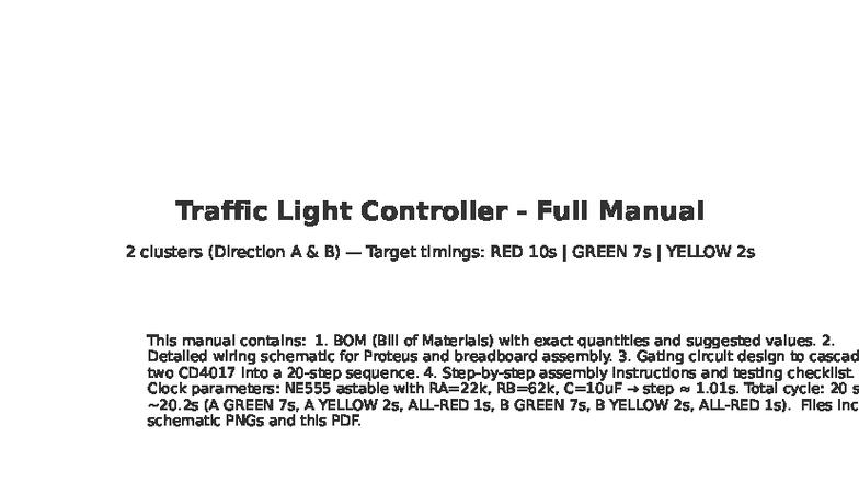 Traffic Light Controller Manual (2 Clusters) - Timing & Wiring Guide ...