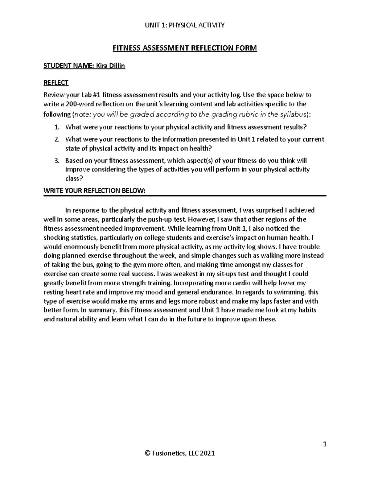 Unit1Fitness Assessment Reflection Form-220518-080952 - UNIT 1 ...