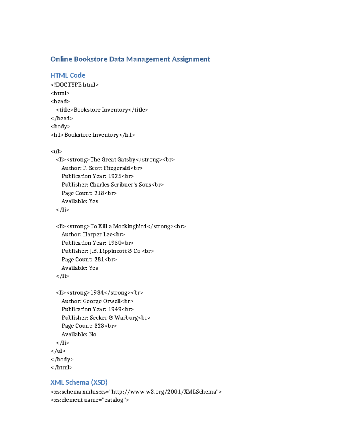 Bookstore Assignment - it is wonderful - Online Bookstore Data ...