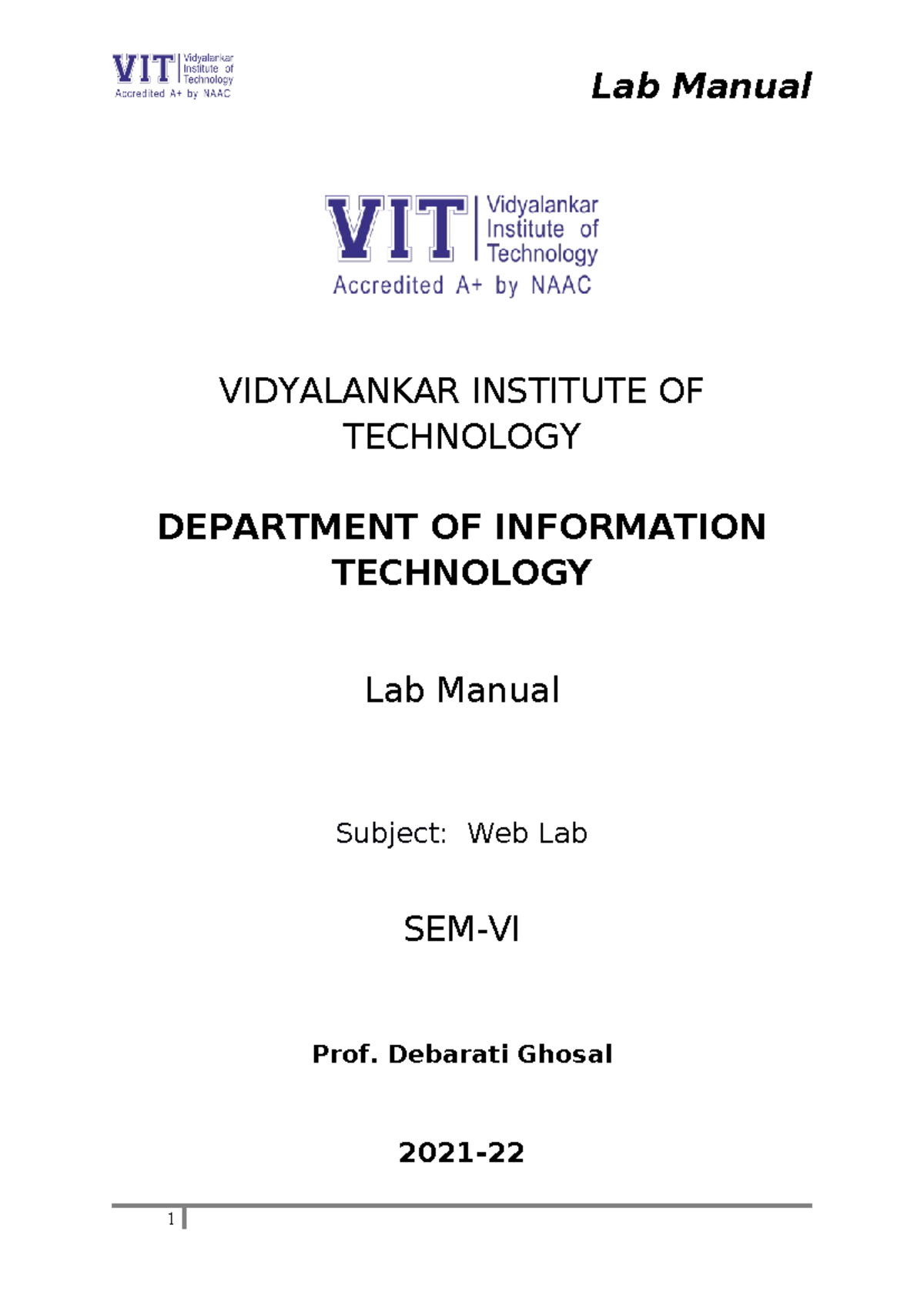 Lab Manual: Web Development (Web2021-22) - SEM-VI by Prof. Debarati ...