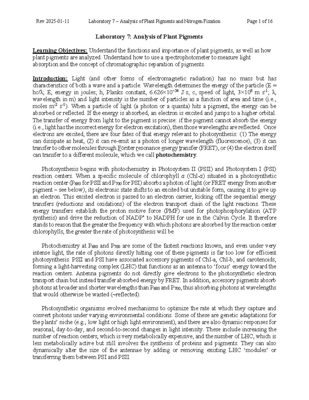 Lab 7: Analysis of Plant Pigments & Nitrogen Fixation (2026) - Studocu ...