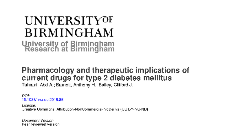 Pharmacology and Therapeutic Implications of T2DM Drugs - NMP ...