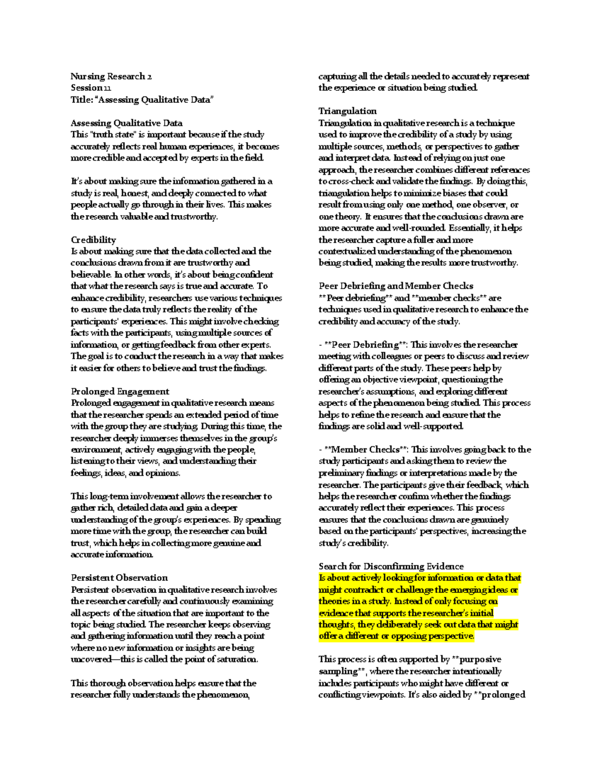 Nursing Research 2 SAS 11-13: Qualitative Data Assessment Techniques ...