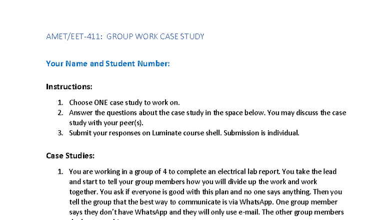 Wk.12 Group Work Case Study: Analyzing Team Dynamics - Studocu