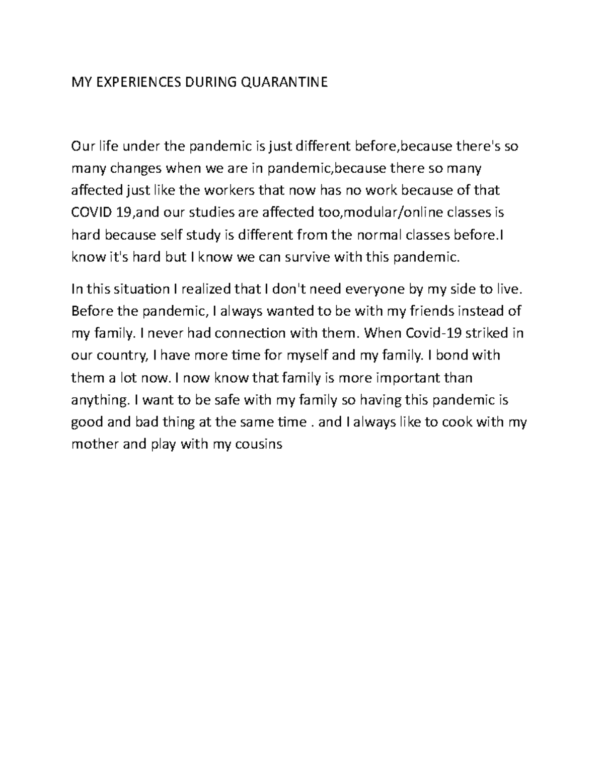 Reflections on Life During Quarantine: A Personal Journey - Studocu
