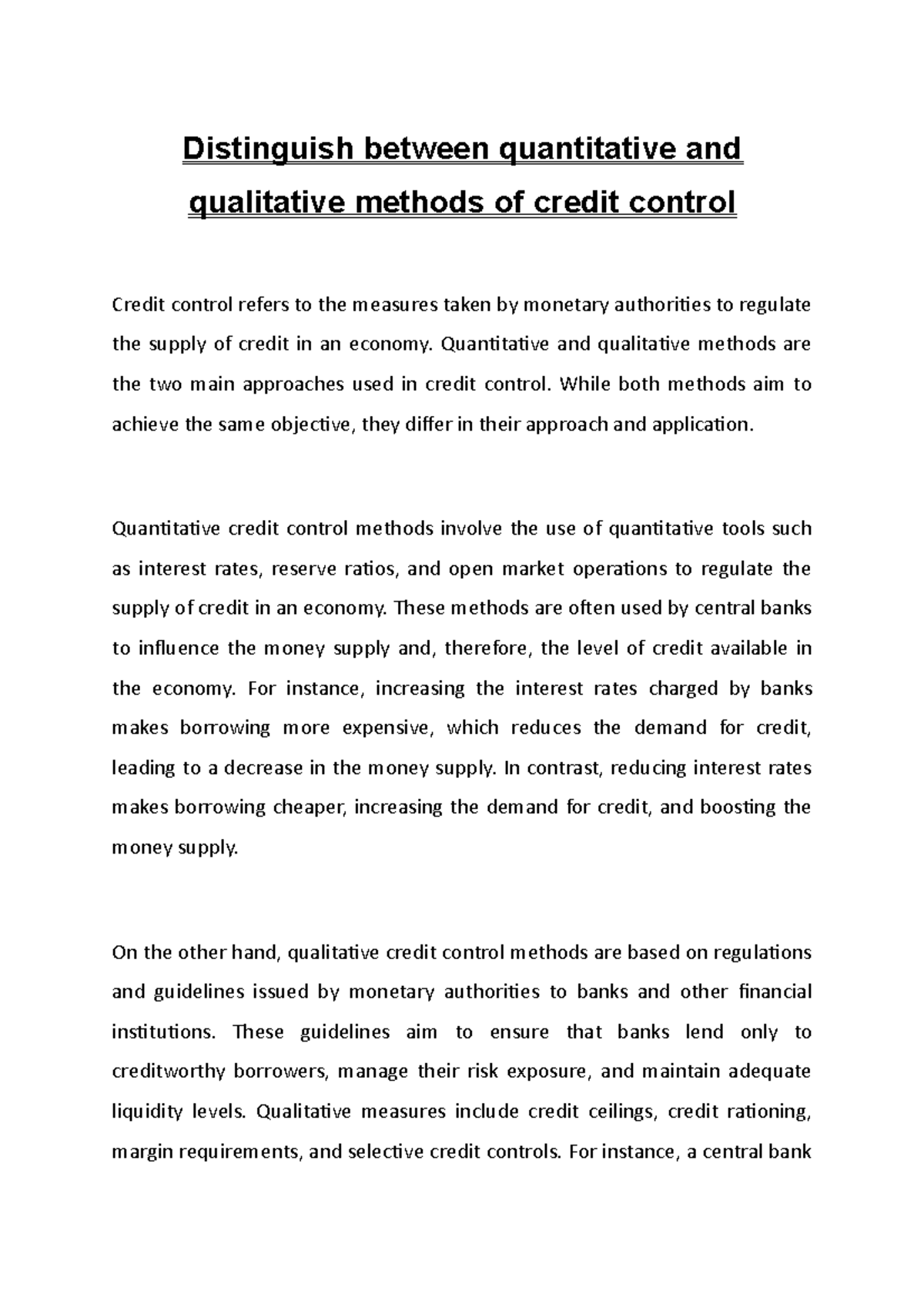 Quantitative vs. Qualitative Credit Control Methods: A Detailed ...