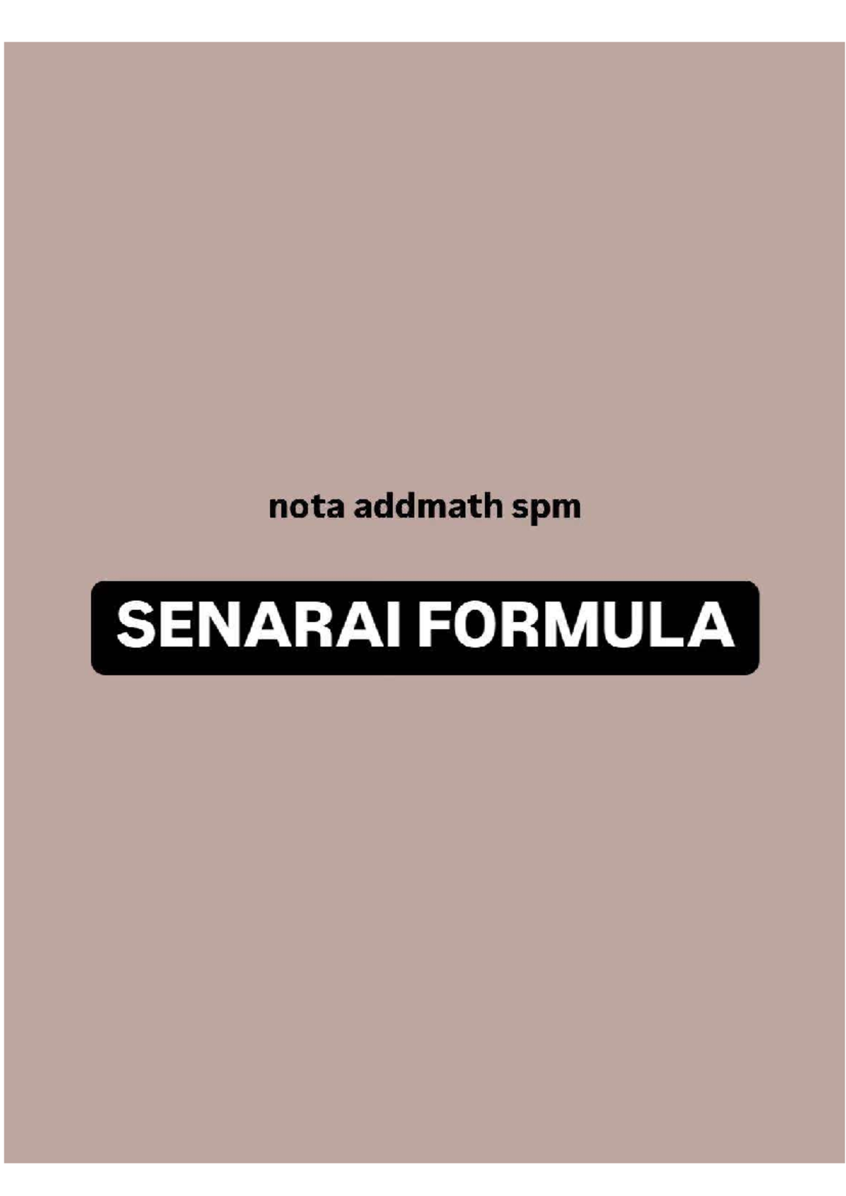Addmath Formula Kegunaan SPM: Nota dan Rumus Penting - Studocu