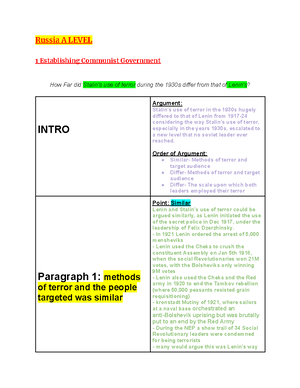 History 1E: Russia - A2 - A Level - Sixth Form (A Levels) - Studocu