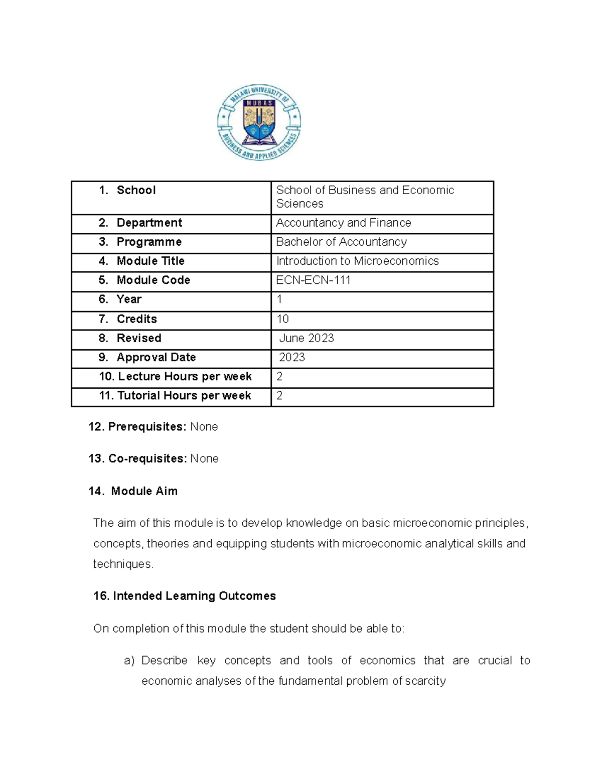BAC1 Introduction to Microeconomics Lecture Notes - Studocu