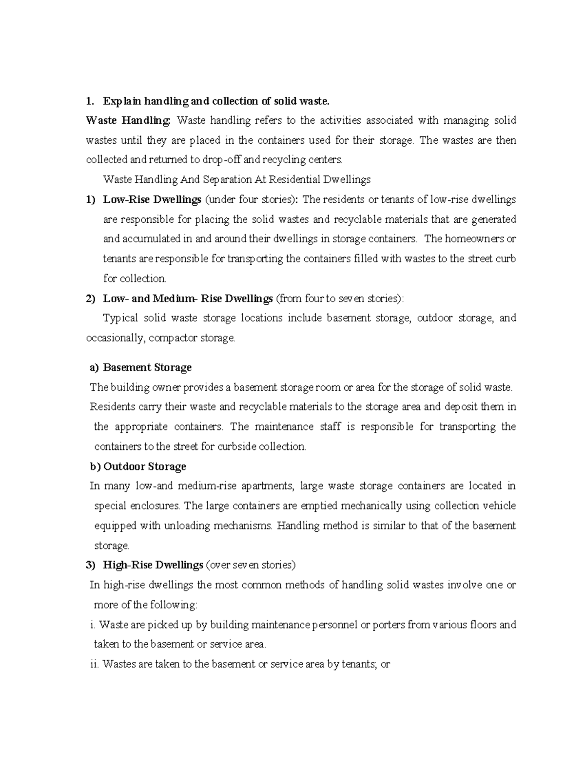 Waste Management Strategies: Handling & Collection of Solid Waste (Unit ...