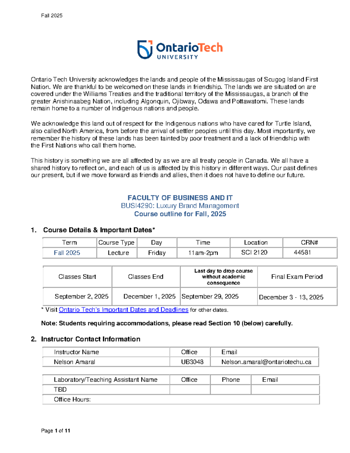 BUSI 4290U - Fall 2025 Course Outline: Luxury Brand Management - Studocu