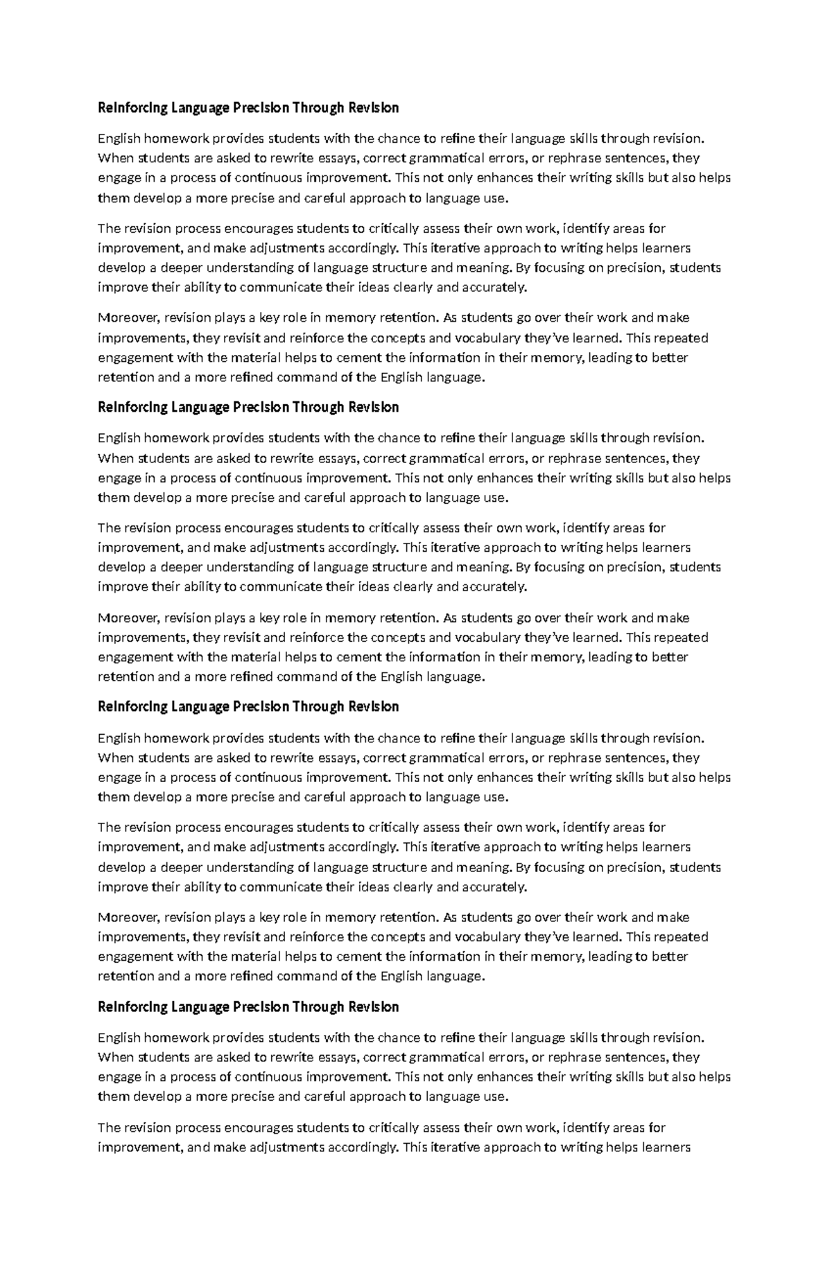 ENG 101: Enhancing Language Precision Through Revision Strategies - Studocu
