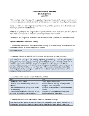 ENV101 Module One Worksheet - ENV 101 Module One Worksheet This ...