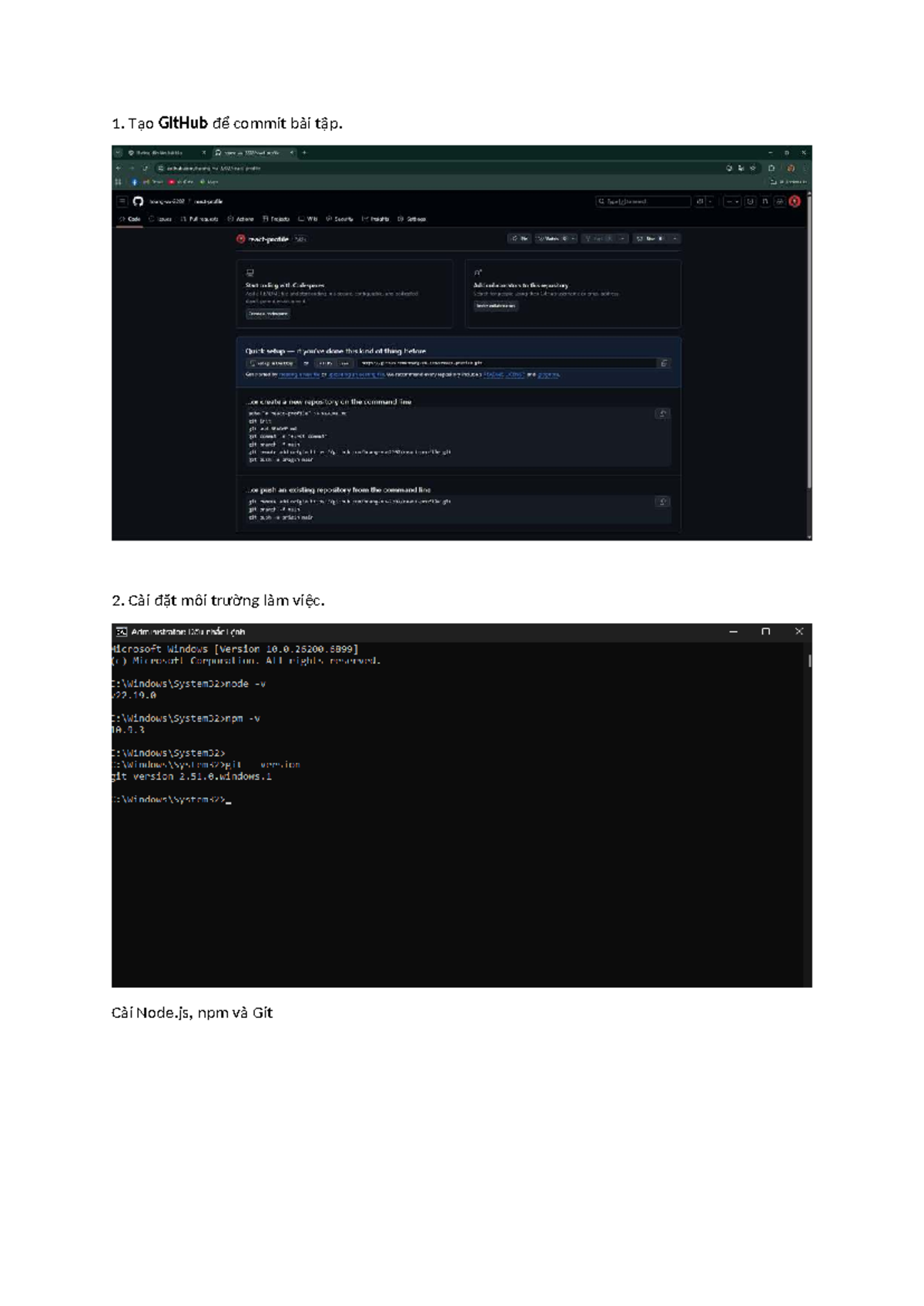 Hướng Dẫn Tạo GitHub và Đẩy Project ReactJS - BT1 Sỹ Hoàng Vũ 22110270 - Studocu