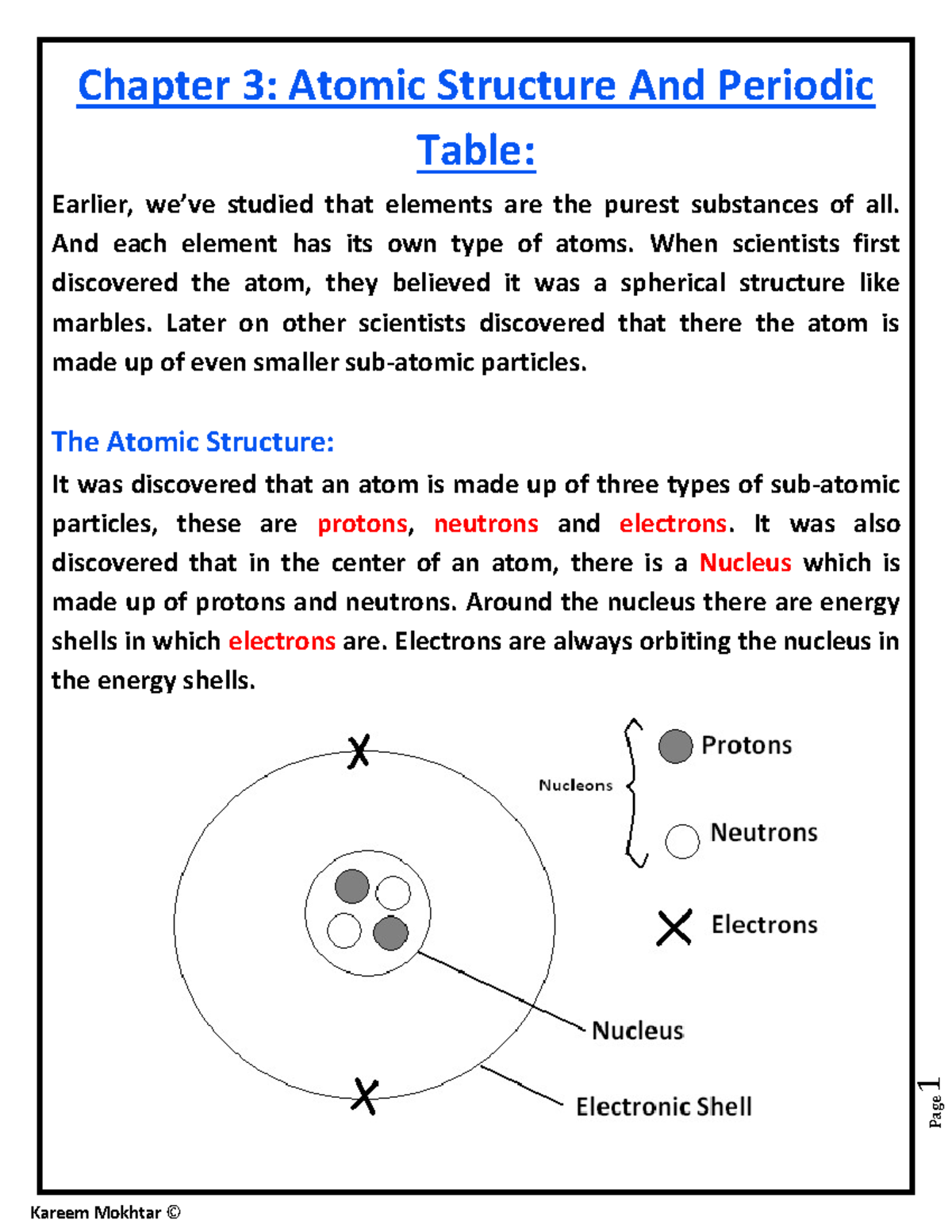 Chapter 3: Atomic Structure & Periodic Table Overview - Studocu