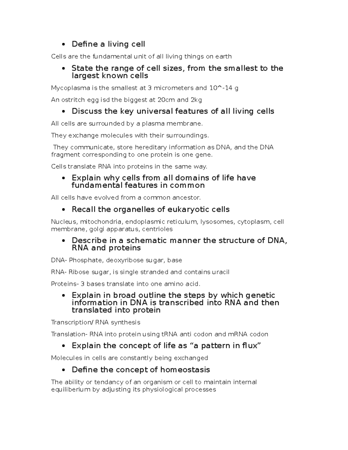 Introduction to Living Cells (BIO101) - Key Concepts and Structures ...