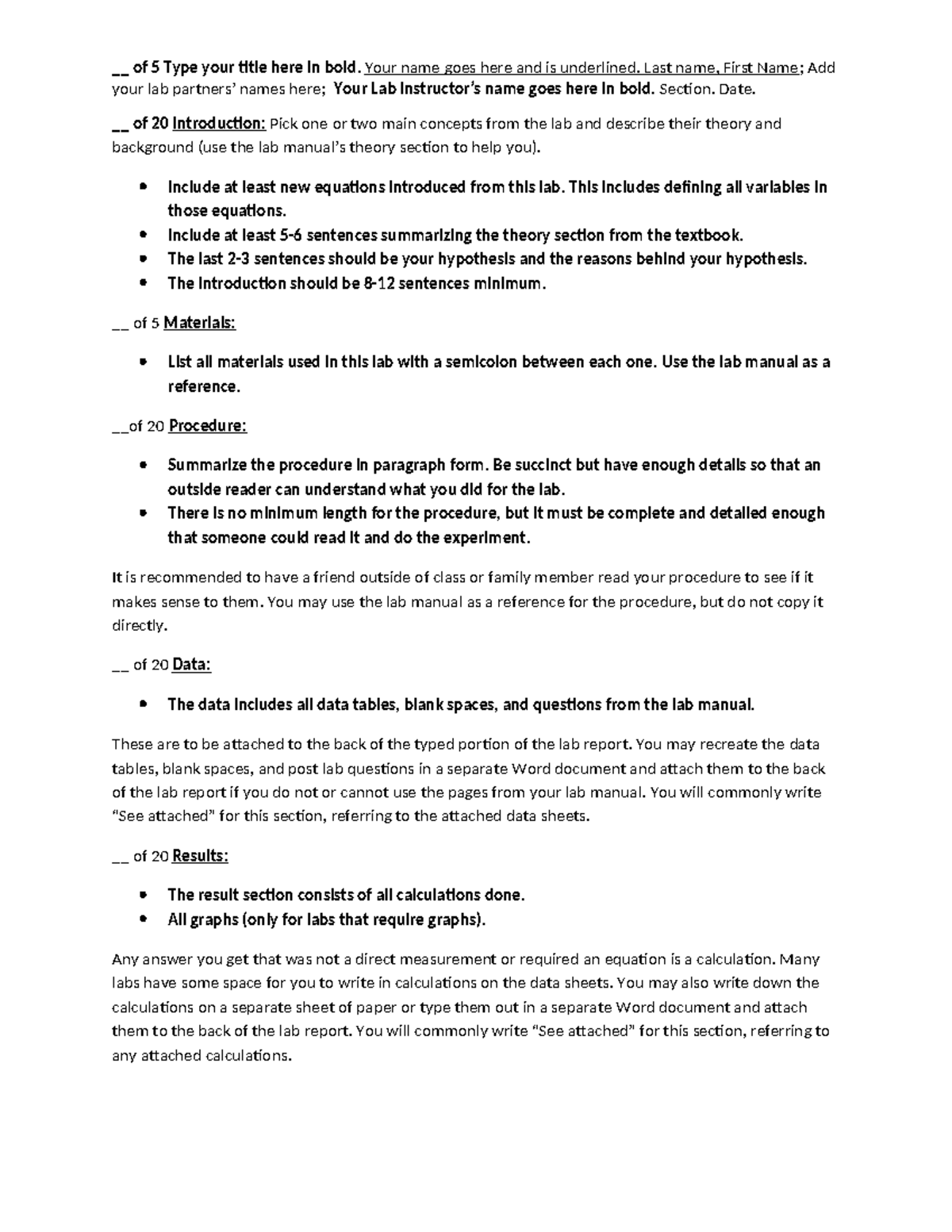 PHYS 1170 Minilab Report Template: Structure & Guidelines - Studocu