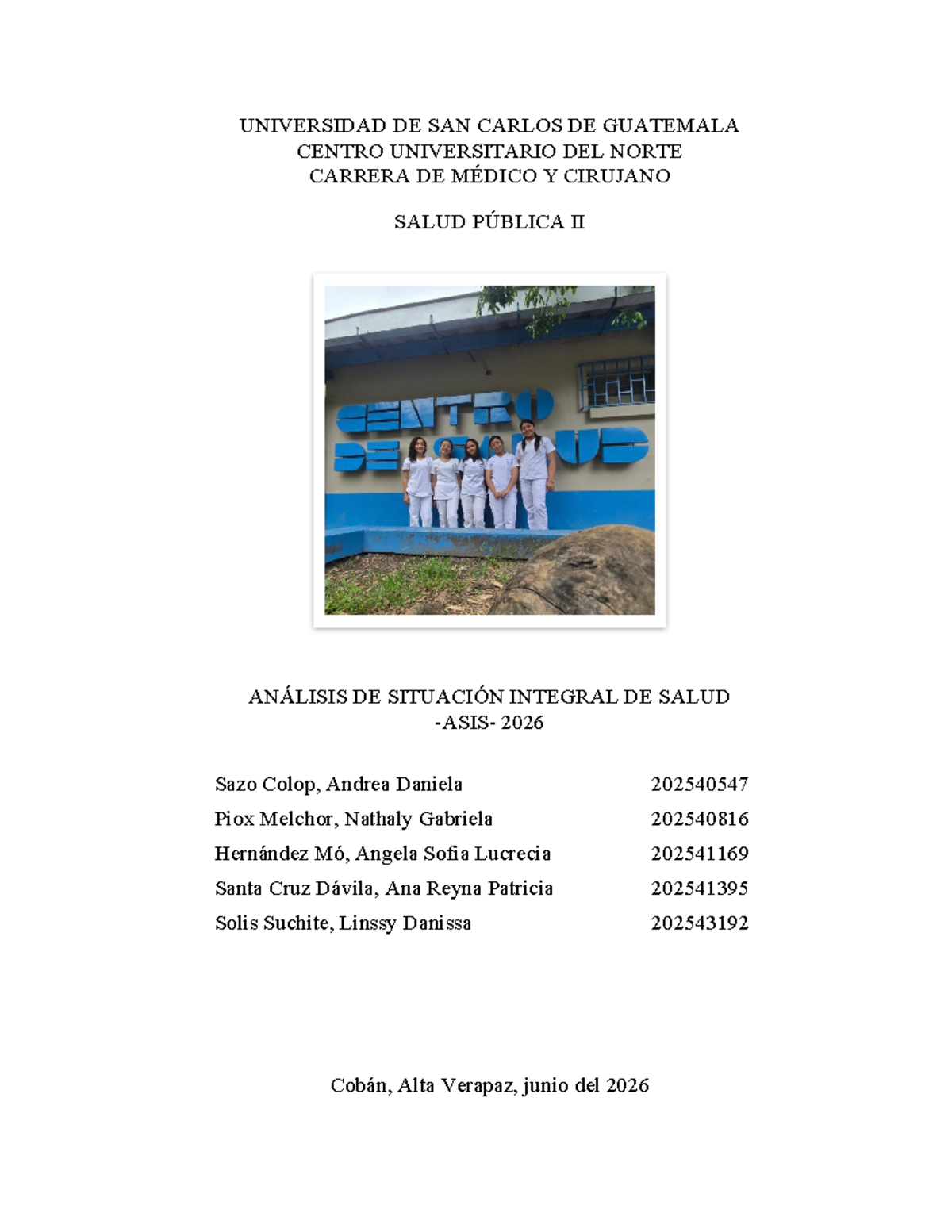 ASIS 2026: Análisis Integral de Salud en San Pedro Carchá - Studocu