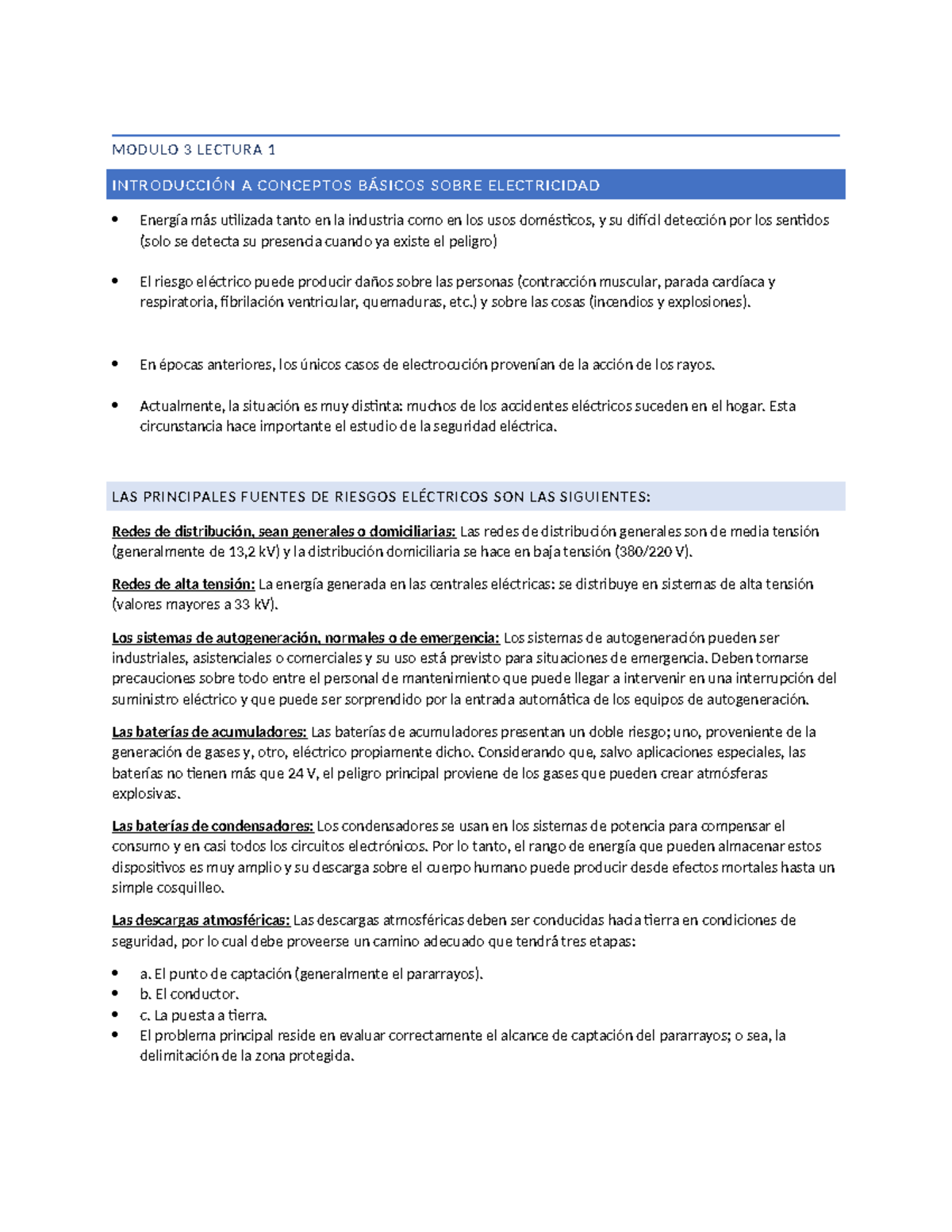 M3 LECTURA 1: INTRODUCCIÓN A RIESGOS ELÉCTRICOS Y SEGURIDAD - Studocu