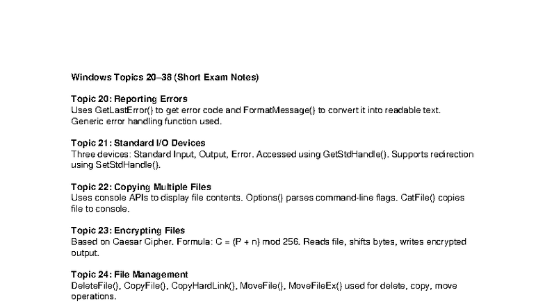 Windows Topics (CS101) Short Exam Notes: 20-36 Overview - Studocu