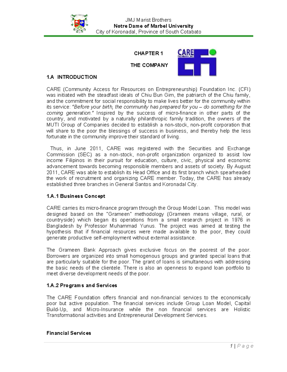 Strategic management analysis of CARE Foundation Inc. (SMA 101) - Studocu