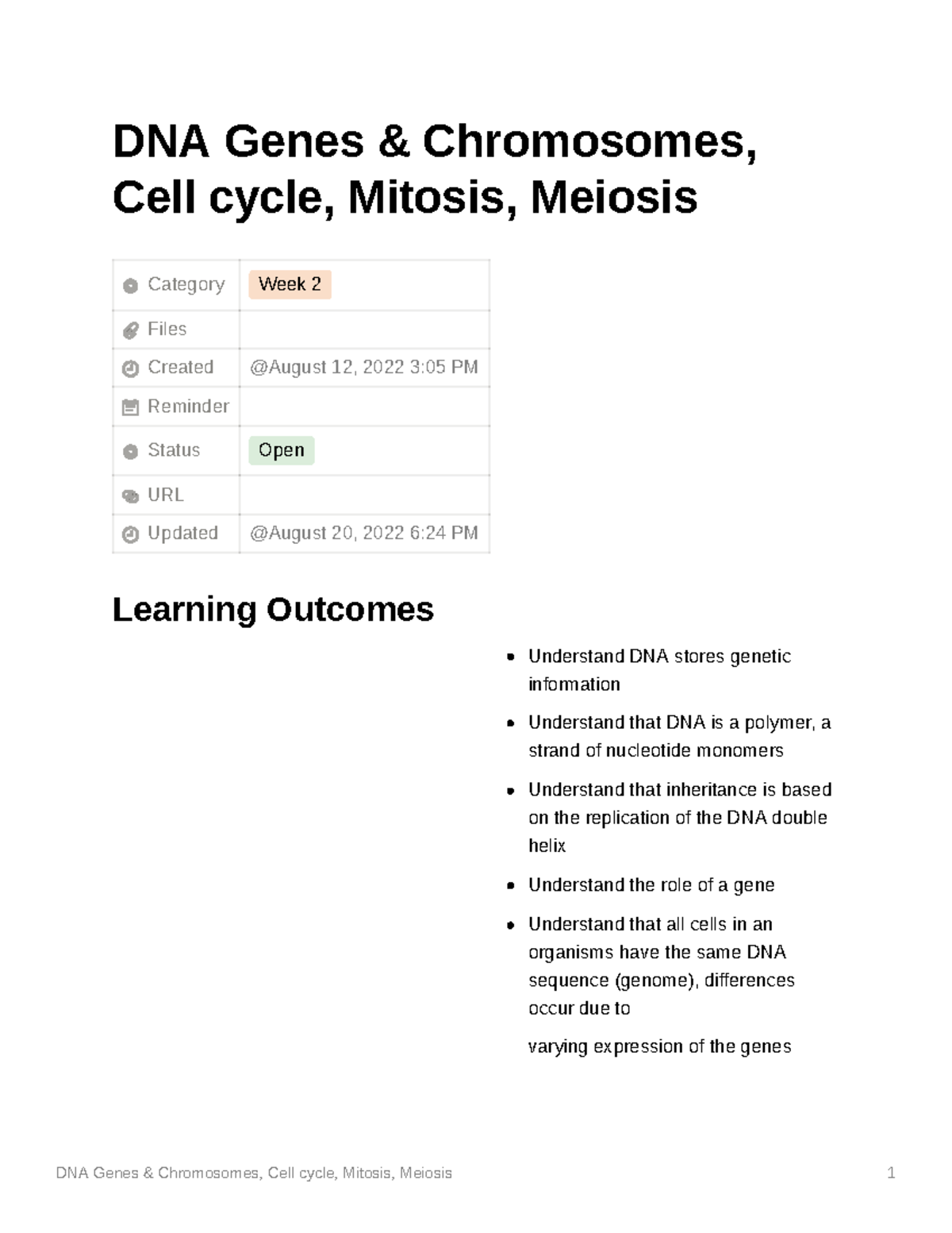 DNA Genes Chromosomes Cell cycle Mitosis Meiosis - DNA Genes ...
