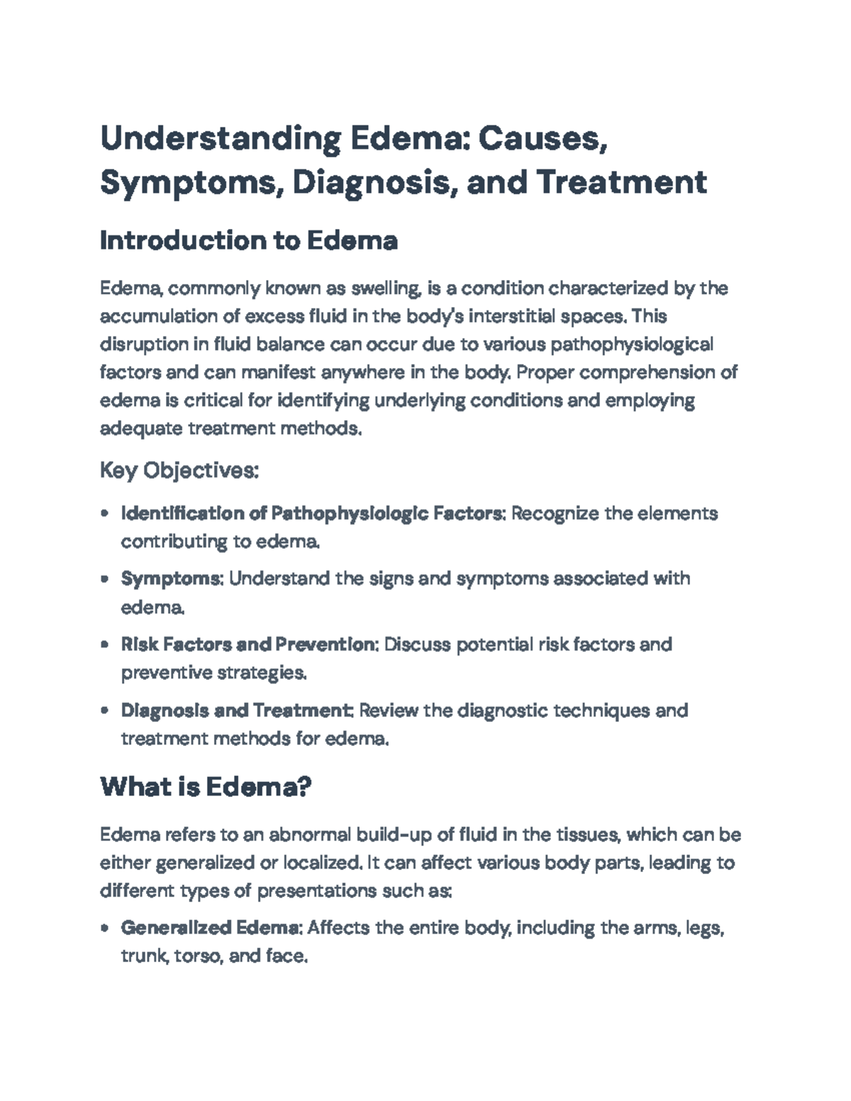 Understanding Edema: Causes, Diagnosis, and Treatment Techniques ...