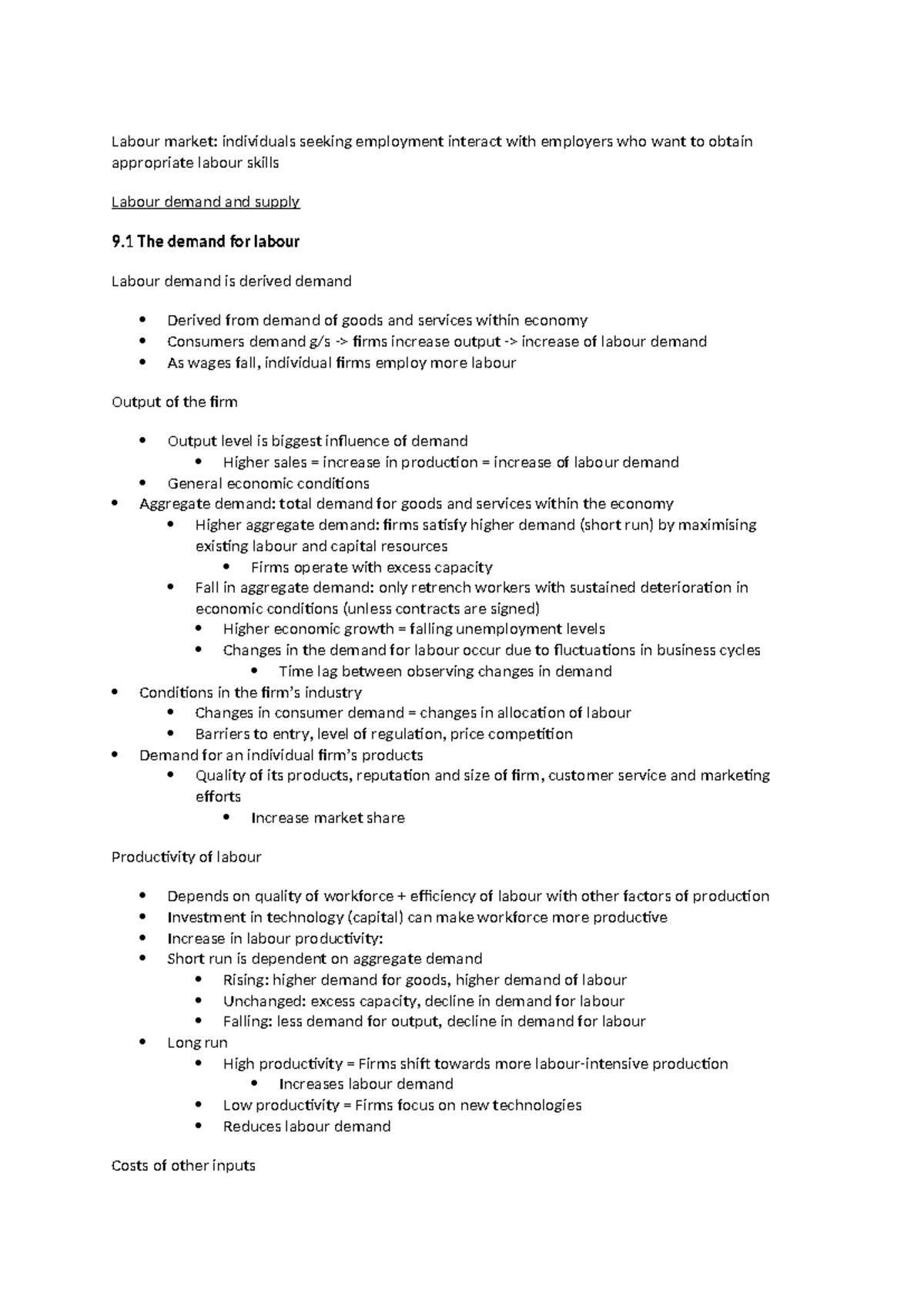 Eco 1 - Labour Market Dynamics: Demand and Supply Insights - Studocu