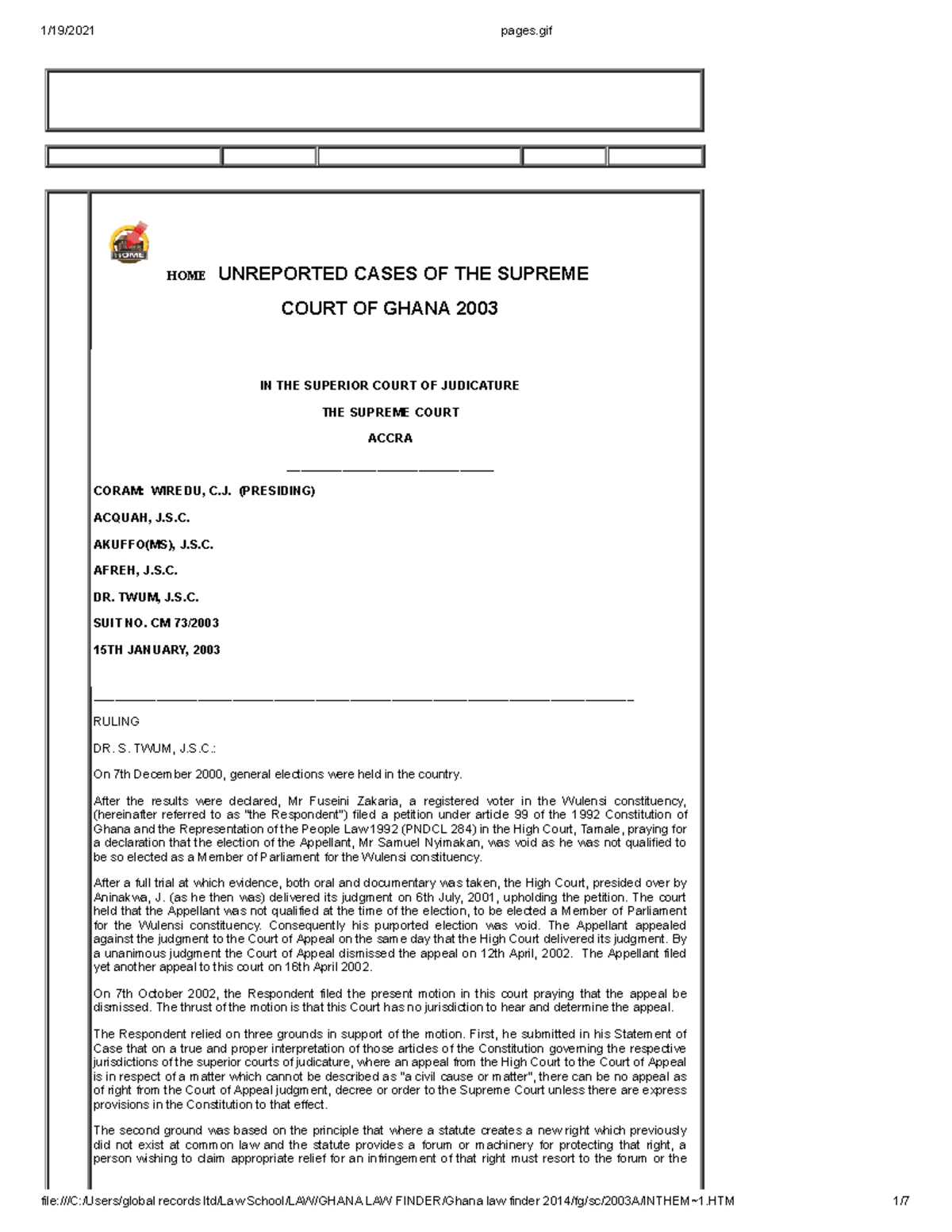 Zakaria v Nyimakan: Ruling on Wulensi Constituency Election Petition ...