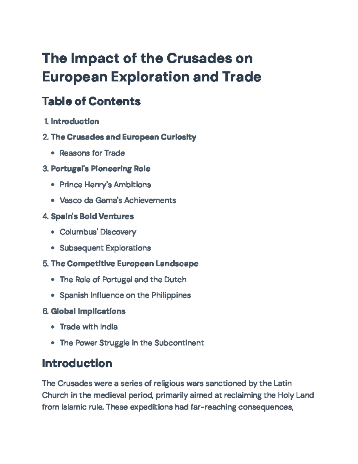 The Impact of the Crusades on European Exploration and Trade - Global ...