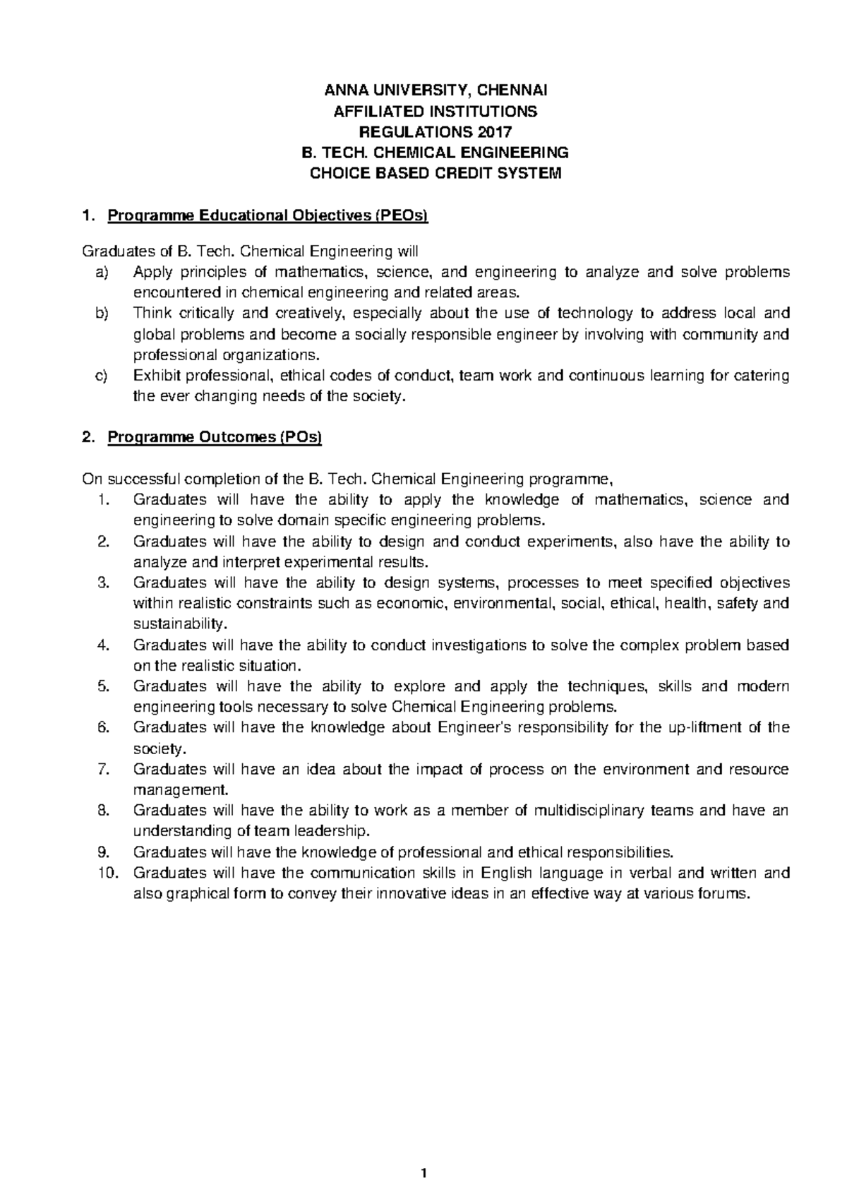 B.Tech Chemical Engineering Full Syllabus & Regulations 2017 - Studocu