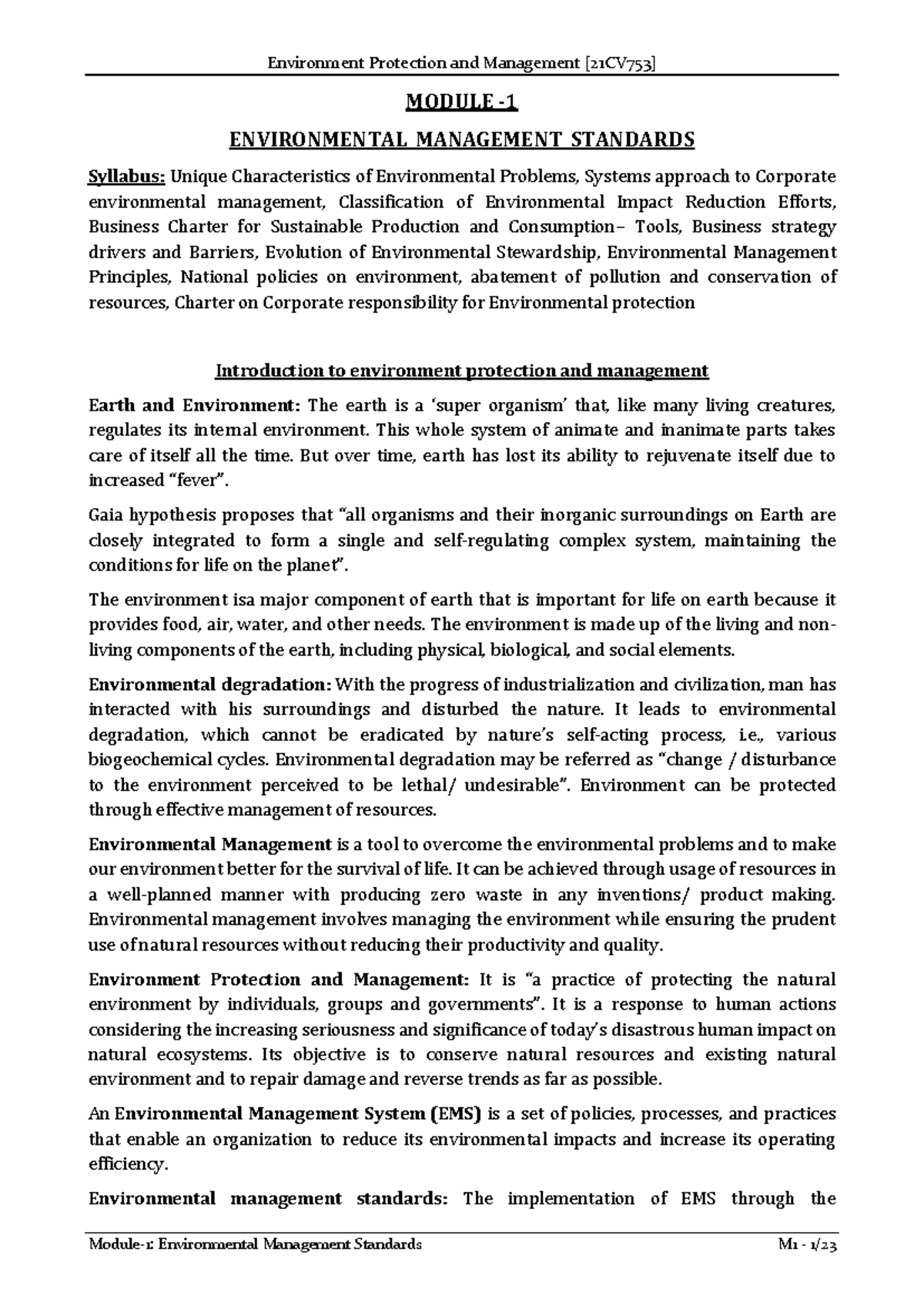 Environmental Management Standards M1: Comprehensive Overview and ...