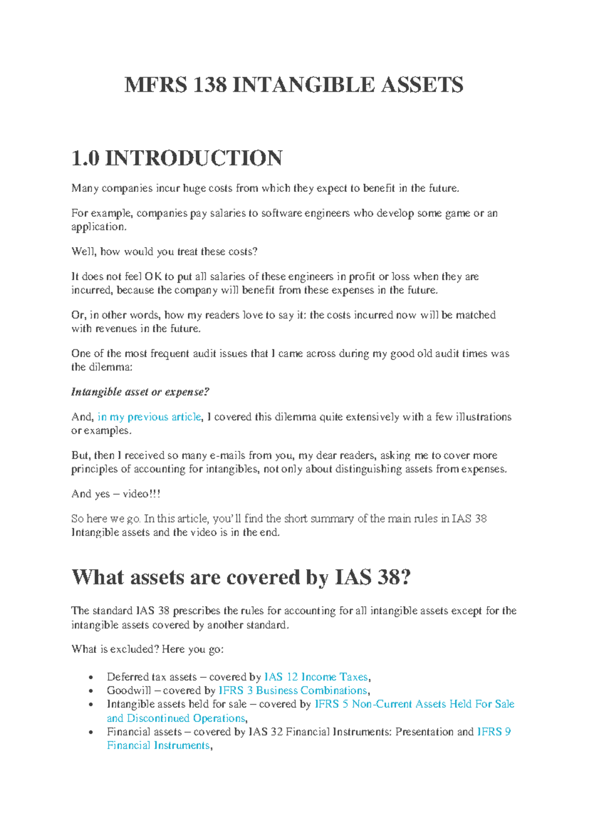 MFRS 138 Intangible Assets: Comprehensive Notes & Guidelines - Studocu