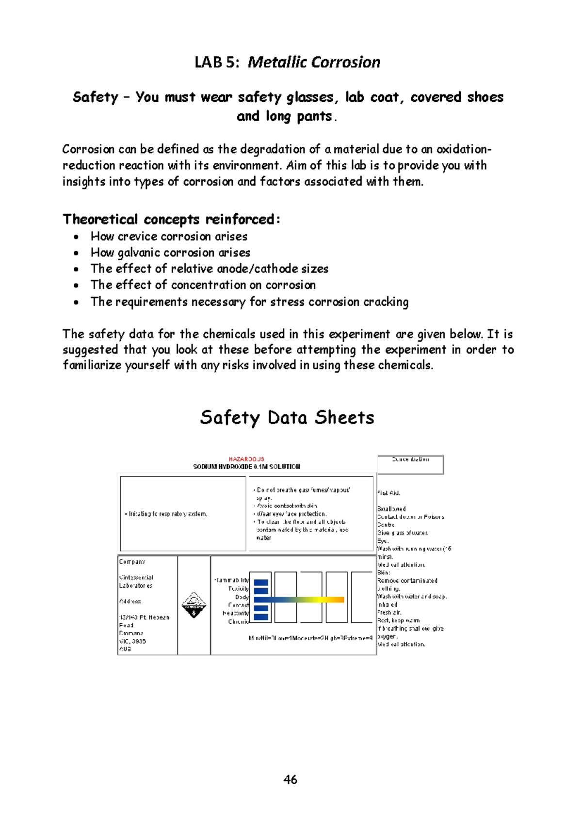 LAB 5: Metallic Corrosion Safety & Experimental Insights - Studocu
