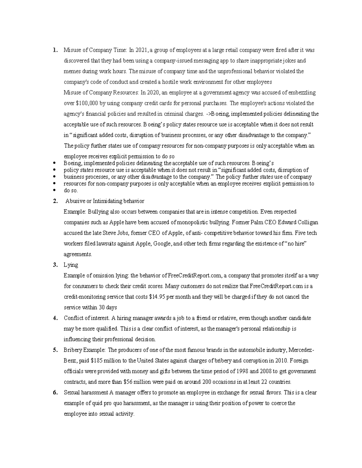 Business Ethics - ôn tập - Misuse of Company Time: In 2021, a group of ...