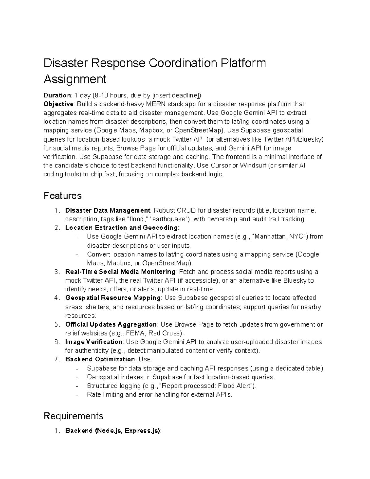 MERN Stack Disaster Response Coordination Platform Assignment - Studocu