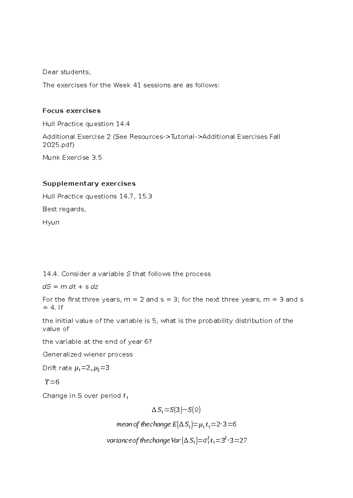 Exercise Class 6: Week 41 Exercises & Probability Distributions - Studocu