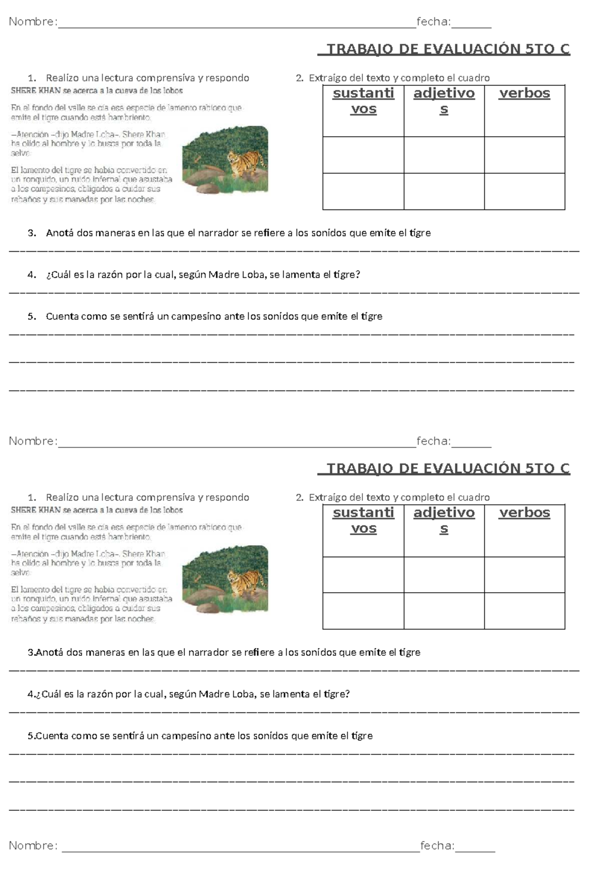 Evaluación de Comprensión de Texto - 5TO y 6TO C - Studocu