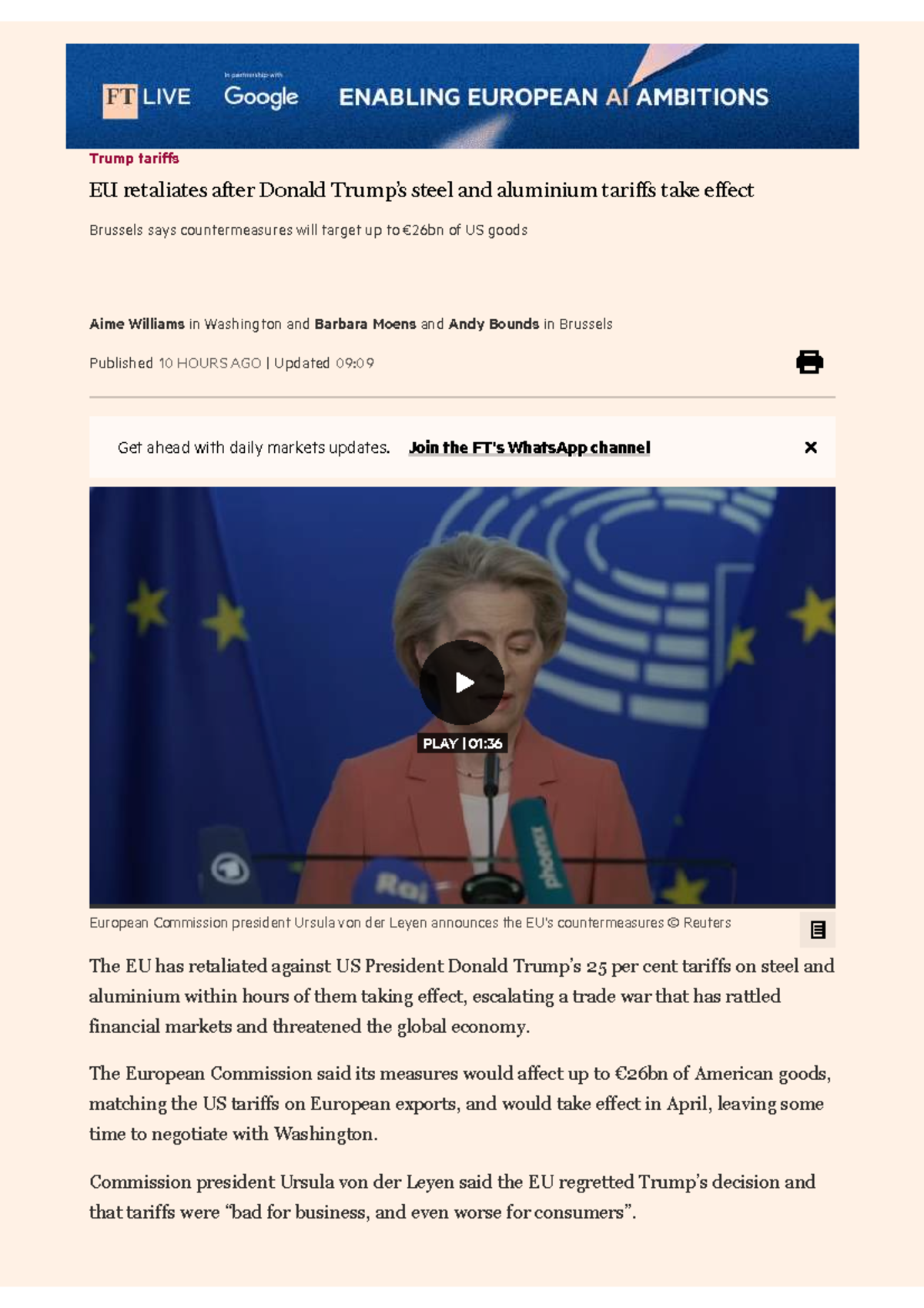 EU Retaliation Against Trump’s Steel & Aluminium Tariffs - Studocu