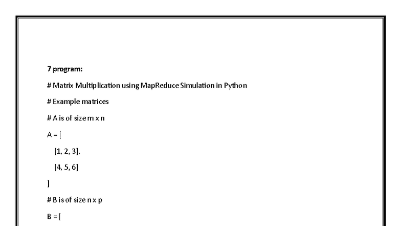 Big Data Analytics Lab: Matrix Multiplication & Data Processing ...