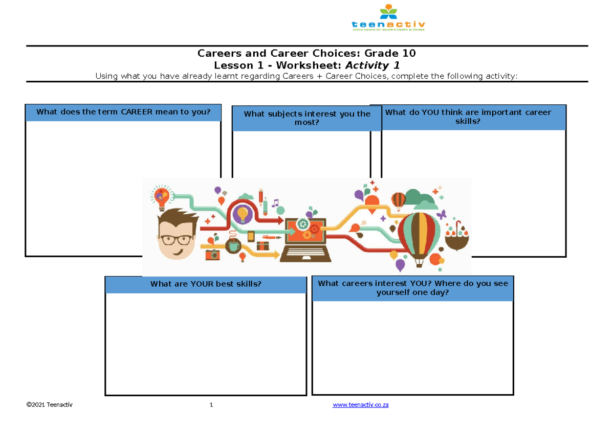 Grade 10 Careers & Career Choices: Lesson 1 - Worksheet Notes - Studocu