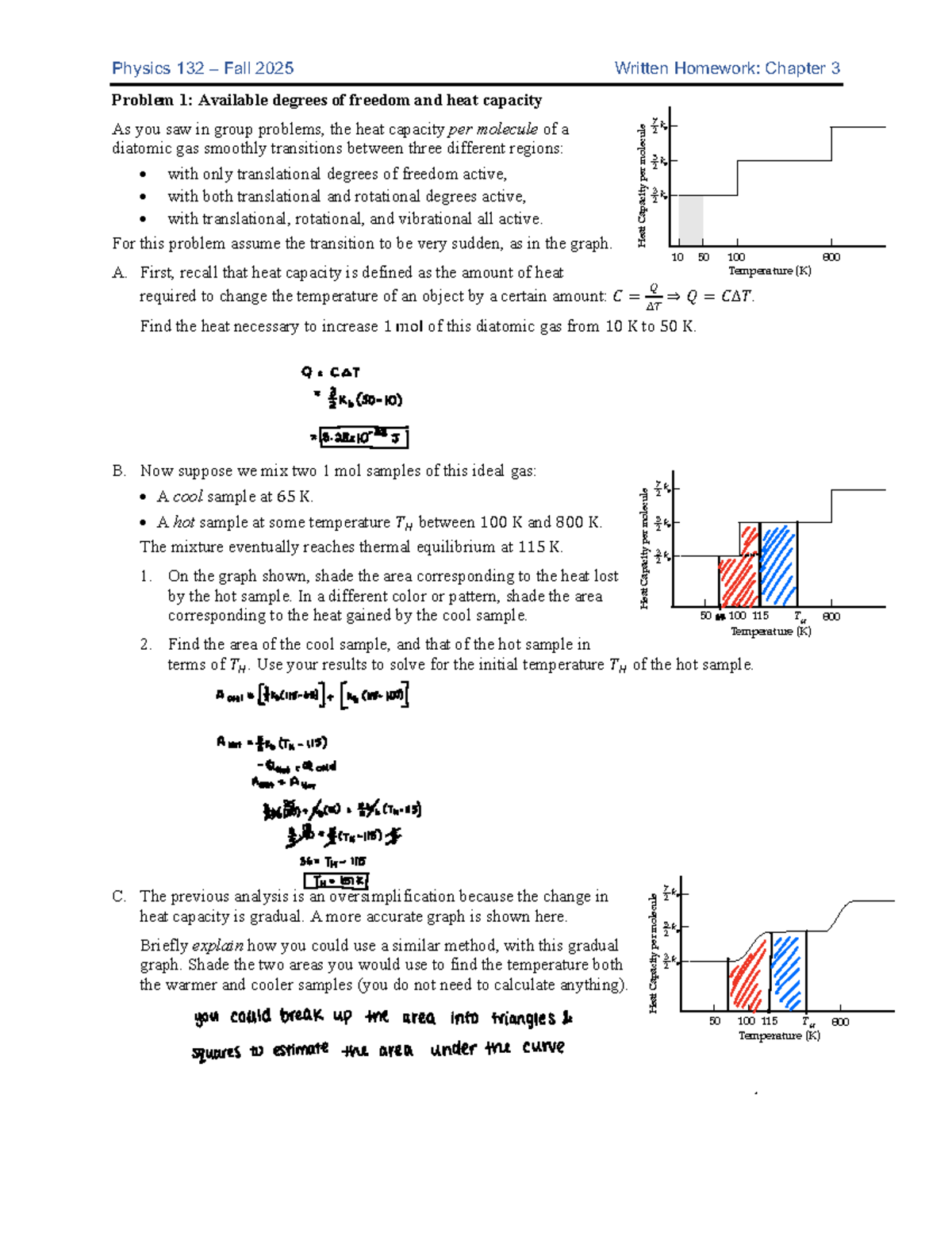 PHYS 132 Fall 2025 Homework: Chapter 3 Heat Capacity Analysis - Studocu